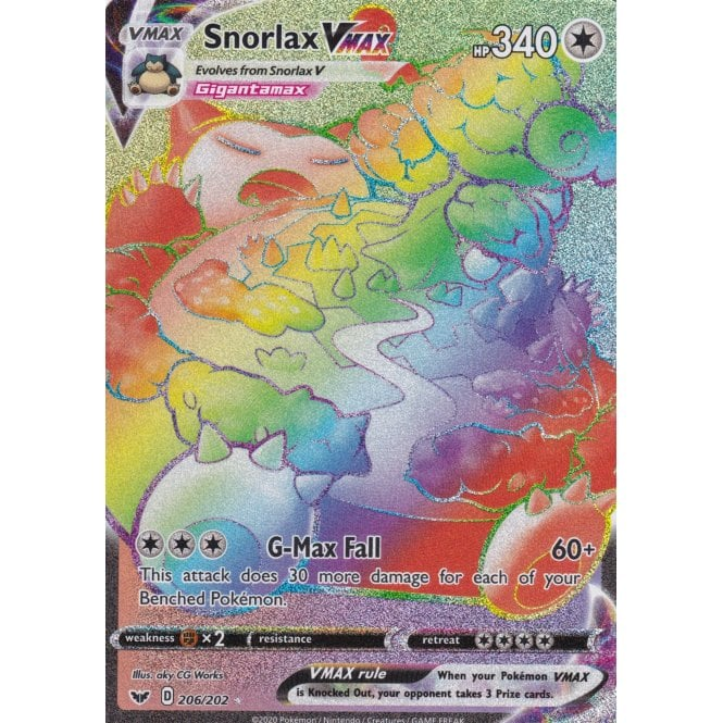 Pokemon Single Card Sword & Shield Base Set - 206/202 : Snorlax VMAX ...