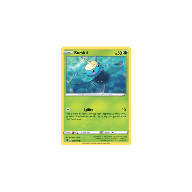 Surskit : SWORD AND SHIELD - REBEL CLASH 010/192 - Pokemon Single Card