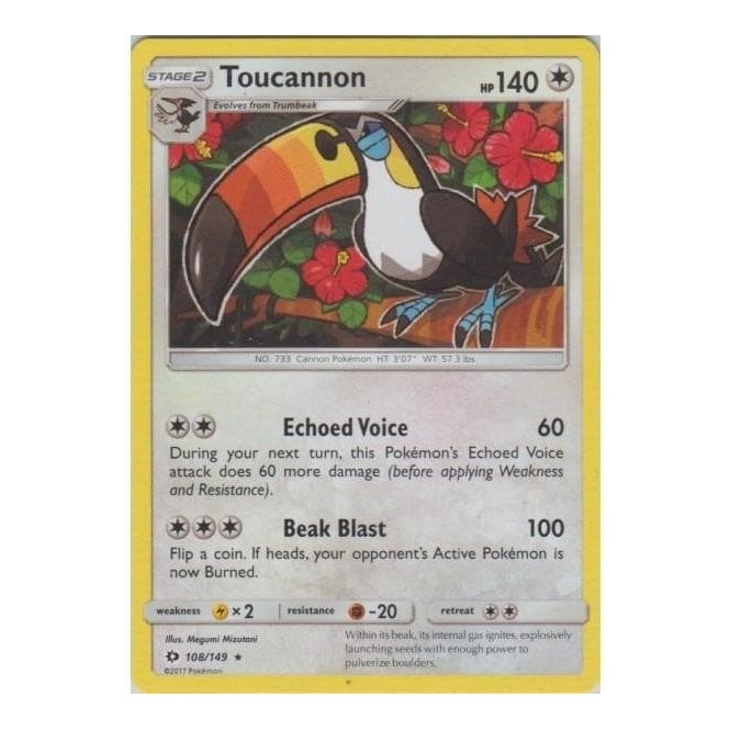Pokemon Single Card Sm Sun And Moon Base Set 108163 Toucannon
