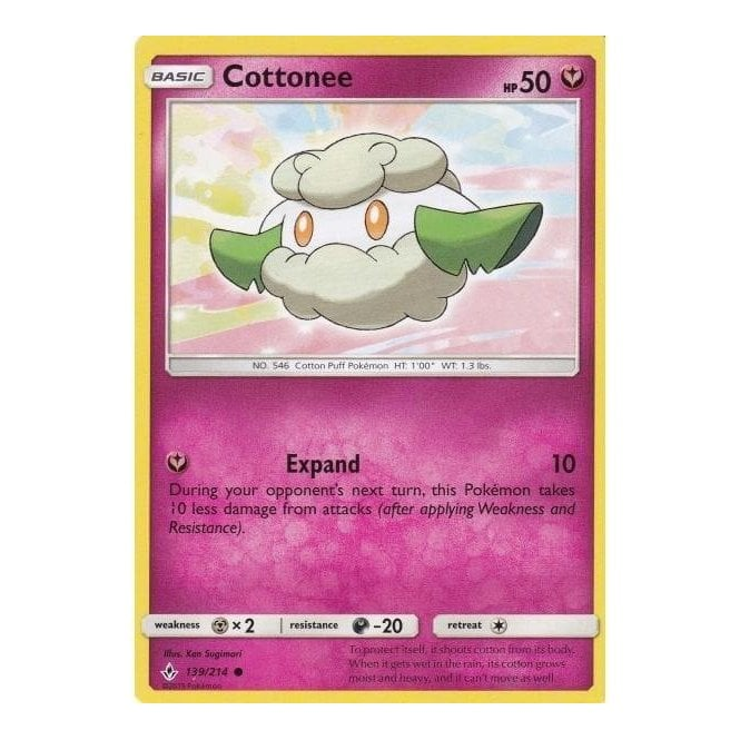 Pokemon Single Card SUN AND MOON - UNBROKEN BONDS - 139/234 : Cottonee ...