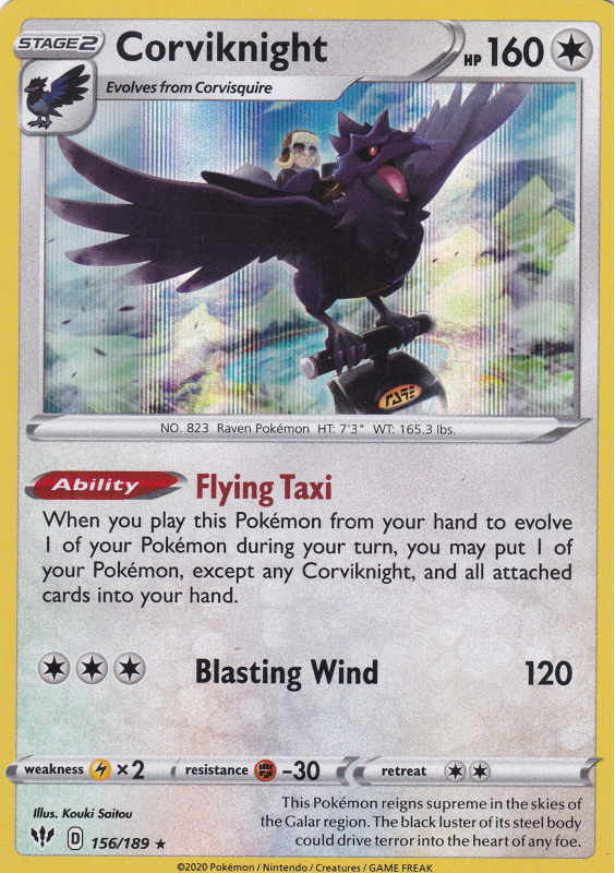Corviknight : SWORD AND SHIELD - DARKNESS ABLAZE 156/189 - Pokemon ...