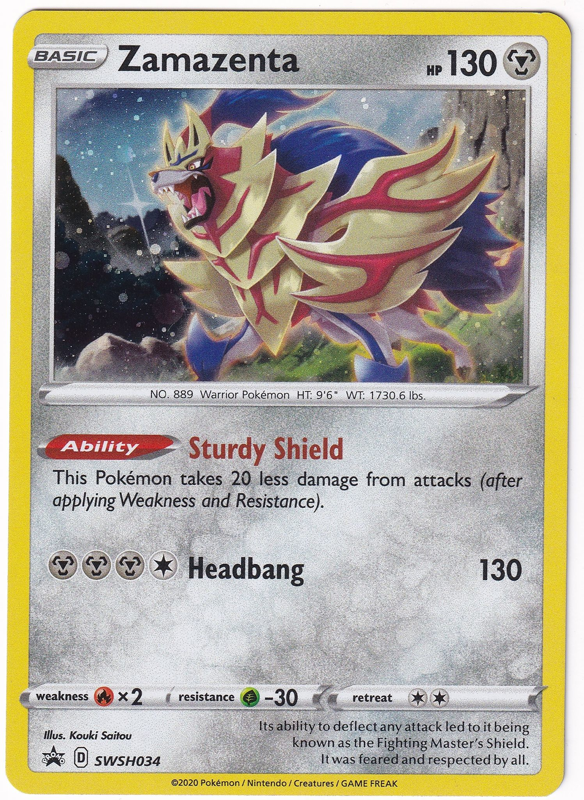 SWSH034 Zamazenta - Pokemon Single Promotional Card