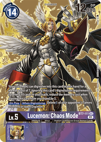 Lucemon: Chaos Mode (ALTERNATIVE ART) : BT7-111 NEXT ADVENTURE - Digimon Card Game Single Card