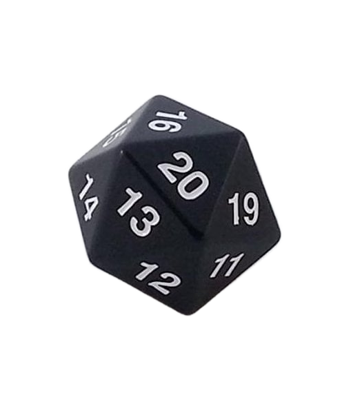 Blackfire 55mm D20 Spin Down Dice Opaque Black | Chaos Cards