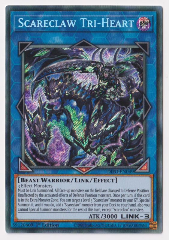 Scareclaw Tri Heart Secret Rare Difo En049 Yu Gi Oh Single Card