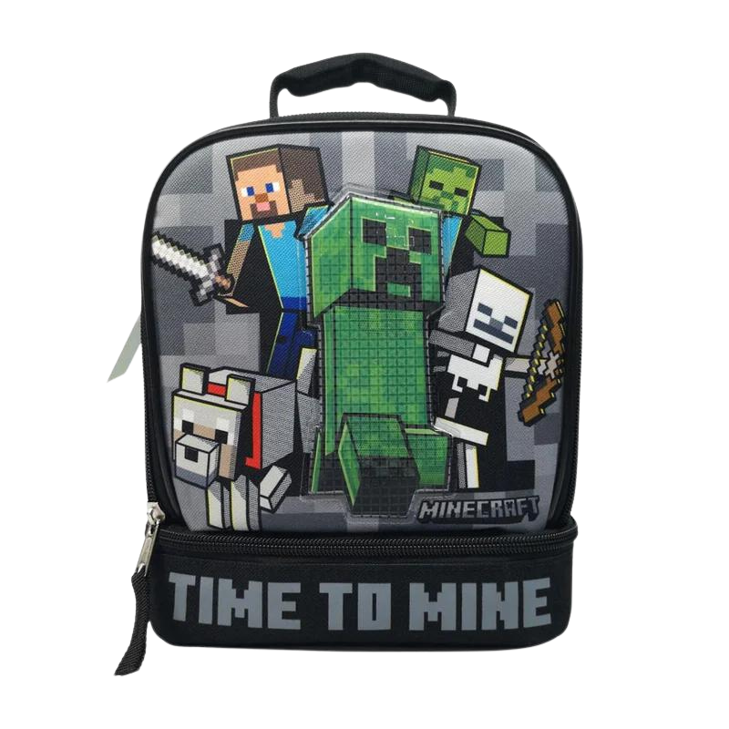 Minecraft Time to Mine Insulated Kids School Lunch Box