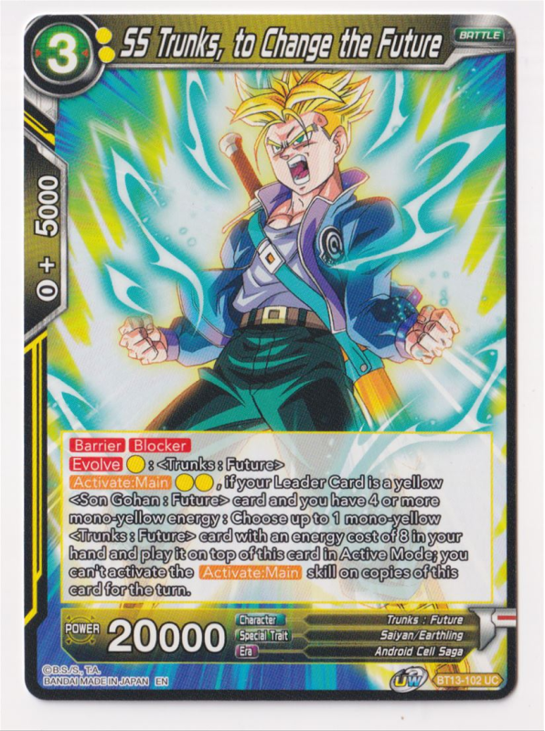 SS Trunks, to Change the Future : BT13-102 SUPREME RIVALRY - DragonBall ...