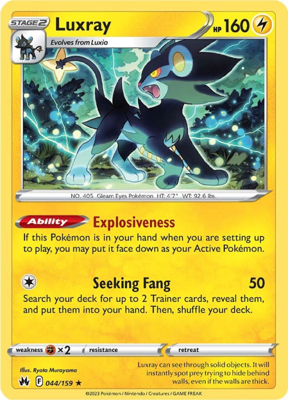 Luxray (REVERSE HOLO) : SWORD AND SHIELD - CROWN ZENITH 44/159 - Pokemon Single Card