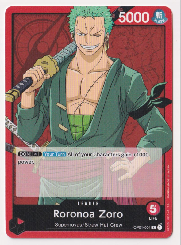 Roronoa Zoro : OP01-001 ROMANCE DAWN - One Piece Single Card