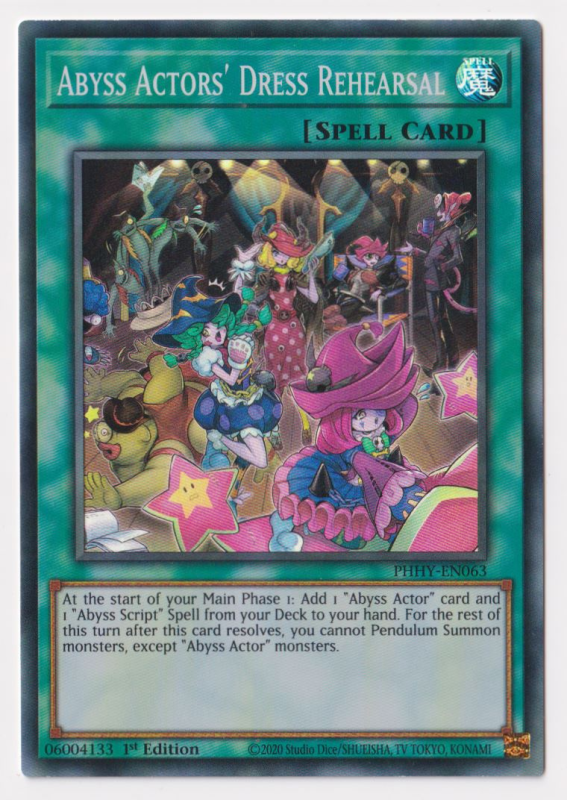 Abyss Actors' Dress Rehearsal (Super Rare) : PHHY-EN063 - Yu-Gi-Oh ...