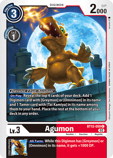 Agumon : BT12-059 ACROSS TIME - Digimon Card Game Single Card