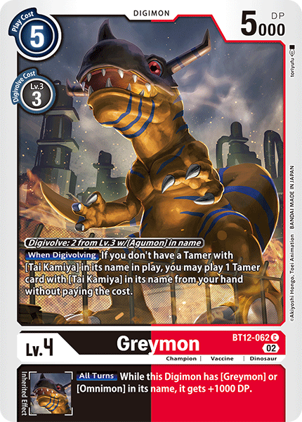 Greymon : BT12-062 ACROSS TIME - Digimon Card Game Single Card