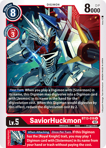 SaviorHuckmon : BT13-016 VERSUS ROYAL KNIGHTS - Digimon Card Game ...