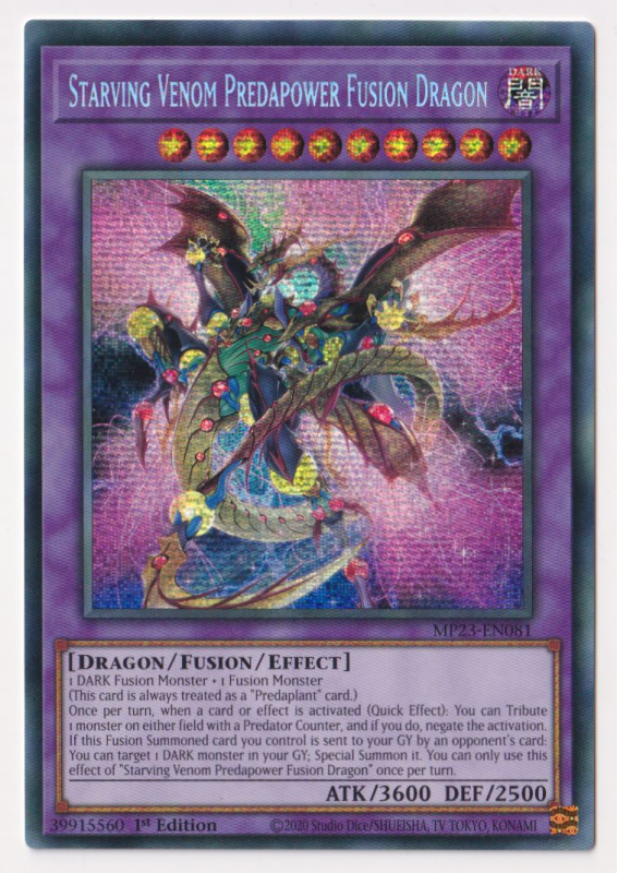 Starving Venom Predapower Fusion Dragon (Prismatic Secret Rare) : MP23-EN081 - Yu-Gi-Oh! Single Card