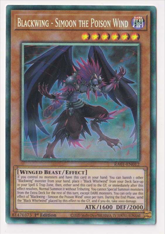 Blackwing - Simoon the Poison Wind (Collector's Rare ) : RA01-EN012 ...