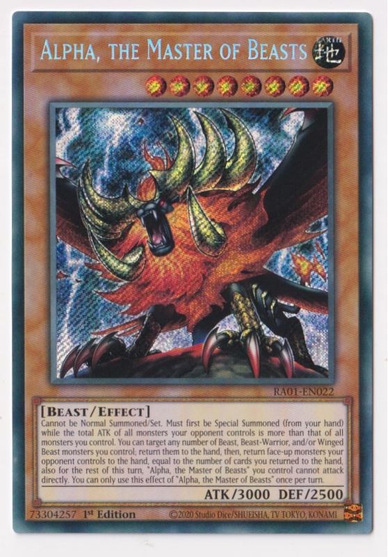 Alpha, the Master of Beasts (Secret Rare) : RA01-EN022 - Yu-Gi-Oh ...
