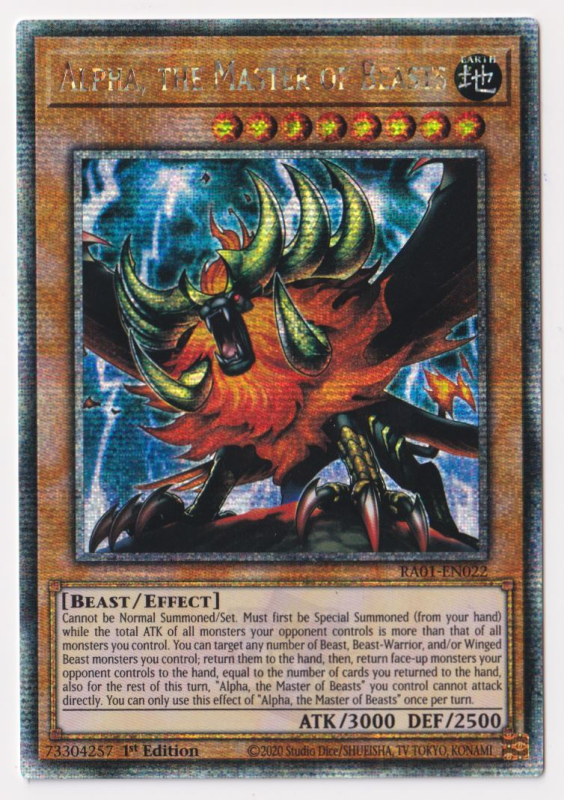 Alpha, the Master of Beasts (Quarter Century Secret Rare) : RA01-EN022 ...
