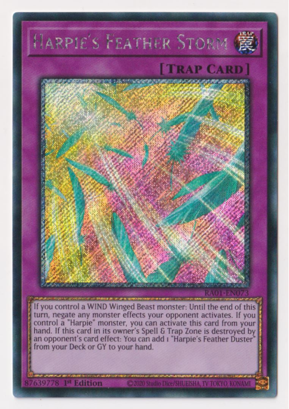 Harpie's Feather Storm (Platinum Secret Rare) : RA01-EN073 - Yu-Gi-Oh ...