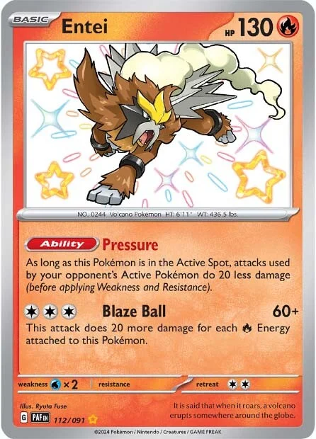 Entei : SCARLET AND VIOLET - PALDEAN FATES 112/091 - Pokemon Single Card
