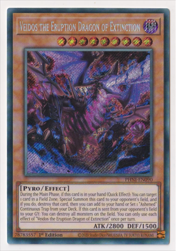 Veidos the Eruption Dragon of Extinction Secret Rare : PHNI-EN090 - Yu-Gi-Oh! Single Card