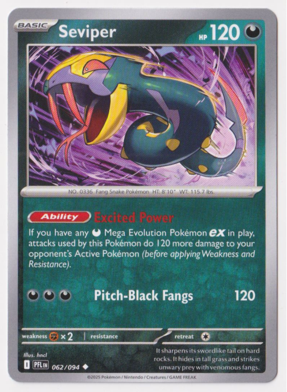 Seviper : MEGA EVOLUTION - PHANTASMAL FLAMES 62/94 - Pokemon Single Card