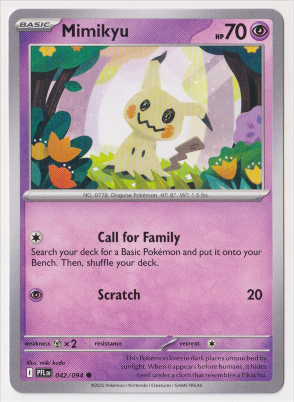Mimikyu : MEGA EVOLUTION - PHANTASMAL FLAMES 42/94 - Pokemon Single Card