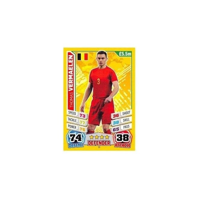 MATCH ATTAX ENGLAND 2014 Single Card : #021 Thomas Vermaelen | Chaos Cards