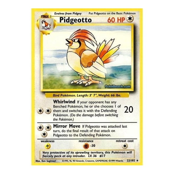 Pokemon Single Card BASE SET (Unlimited) - 022/102 : Pidgeotto | Chaos ...