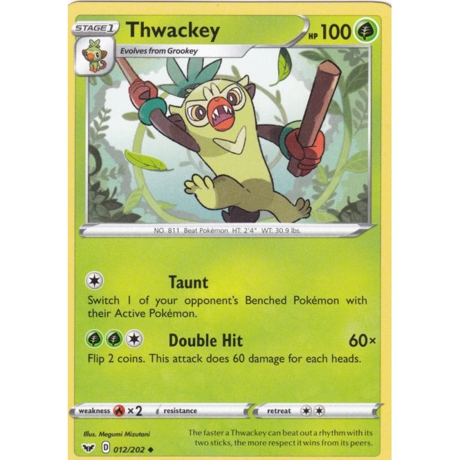 Pokemon Single Card Sword & Shield Base Set - 12/202 : Thwackey | Chaos ...