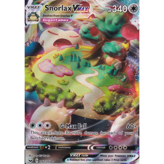 Pokemon Single Card Sword & Shield Base Set - 142/202 : Snorlax VMAX ...